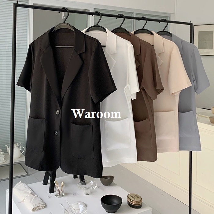 Waroom|現貨 J51 中長板-韓系薄款高級感短袖西裝外套|女裝|小西服|小個子|氣質|OL|西服|西裝|外套 | 蝦皮購物