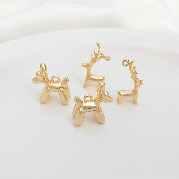 吊飾 吊墜 diy 14k 包金 手作 手作材料包 保色 可愛 氣球狗 麋鹿 小鹿 手工 diy 原創飾品 | 蝦皮購物