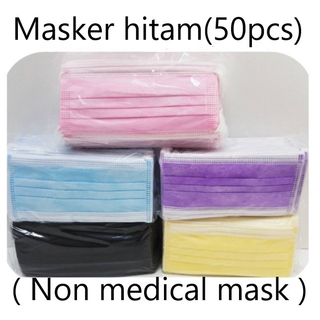 【經濟又實惠】Masker hitam 3 ply 4 ply 50pcs MASKER DEBU WARNA | 蝦皮購物