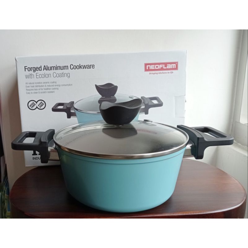 neoflam ，Reverse系列20cm 雙耳湯鍋（電磁底），淺藍+玻璃蓋，全新現貨 | 蝦皮購物