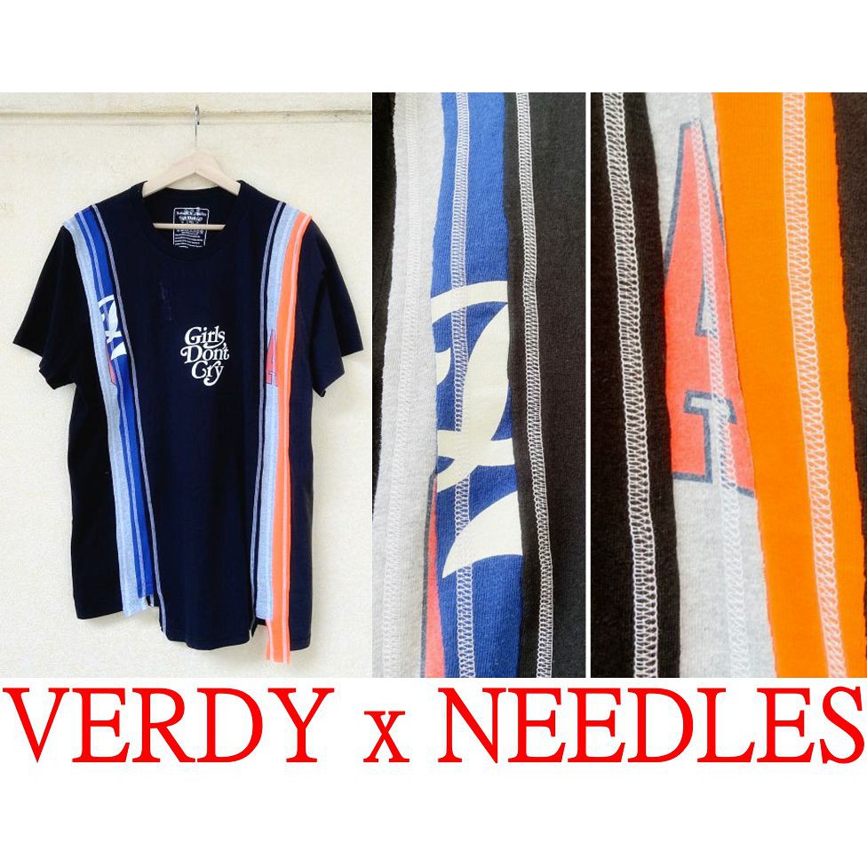 BLACK全新NEEDLES x VERDY古著再製GIRLS DONT CRY手工剪裁解構拼接短T | 蝦皮購物