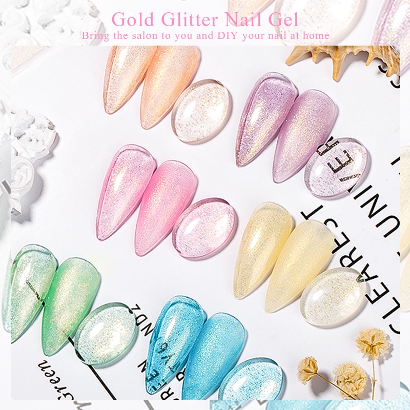 Mtssii 6 毫升亮片閃光凝膠指甲油彩色 DIY 指甲油底漆面漆浸泡紫外線凝膠清漆 | 蝦皮購物