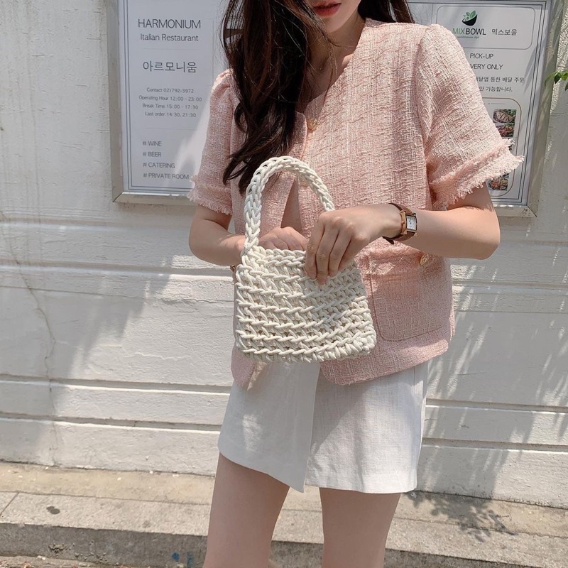 【現貨｜當天出貨】韓國chic法式溫柔圓領設計 氣質小香風毛邊外套【8070】msstudio | 蝦皮購物