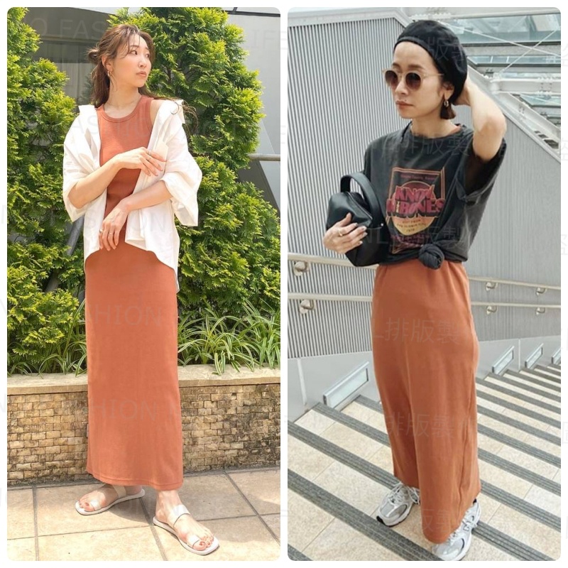 ☆NFNL☆ UNGRID 春夏再入荷 必收推薦大人氣 簡約百搭細身感 後開叉合身 背心長洋裝 | 蝦皮購物