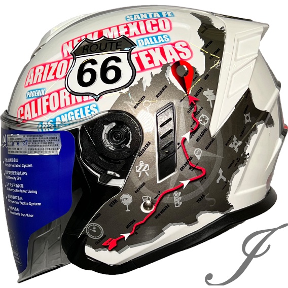 M2R FR-2 FR2 5 紀念版 66號公路 白色 內藏墨鏡 半罩安全帽《遠古騎士》 | 蝦皮購物