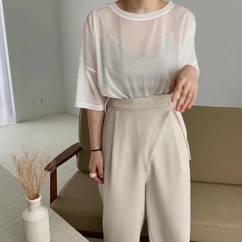 Willfully 斜腰頭設計2way高腰闊腿褲 | 蝦皮購物