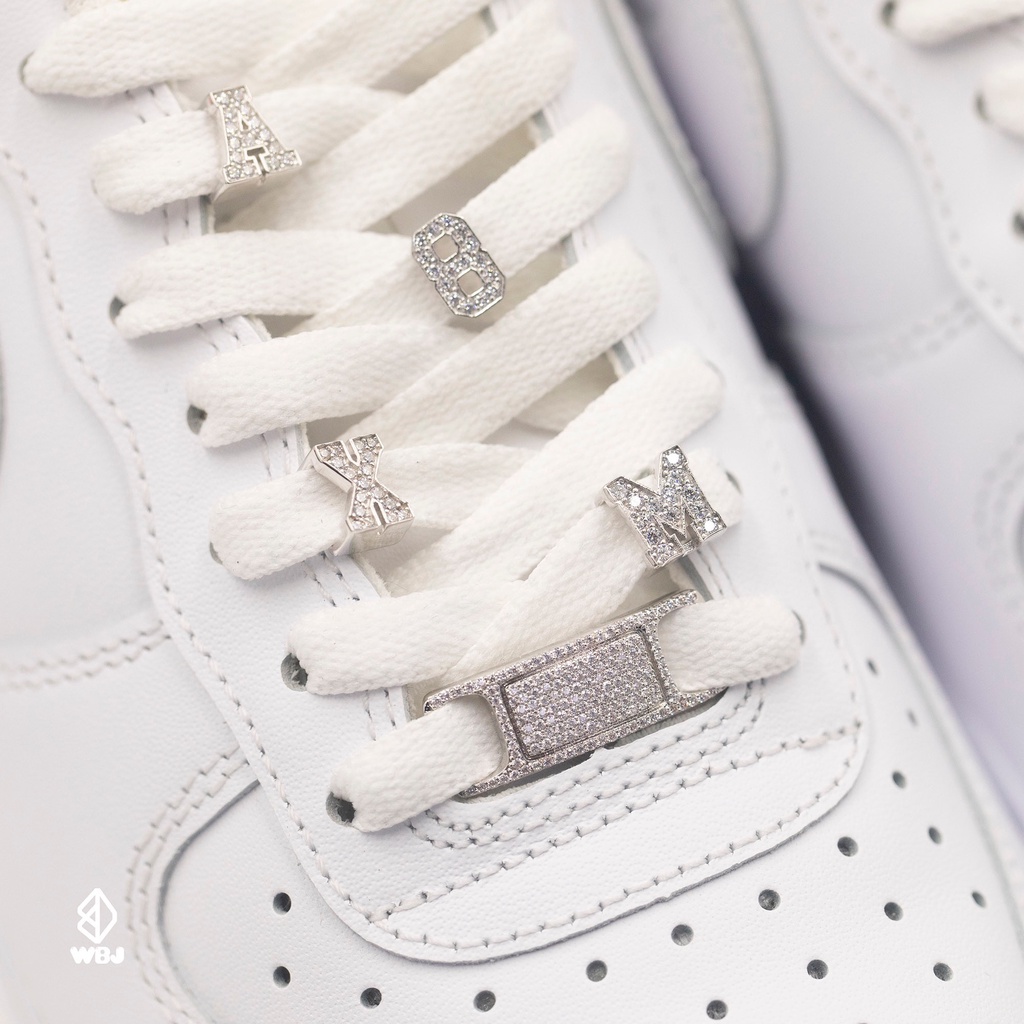 WBJ訂製珠寶 DIY字母純銀鑲嵌鞋帶扣 易扣 DIY飾品 925純銀 滿鑽 | 蝦皮購物