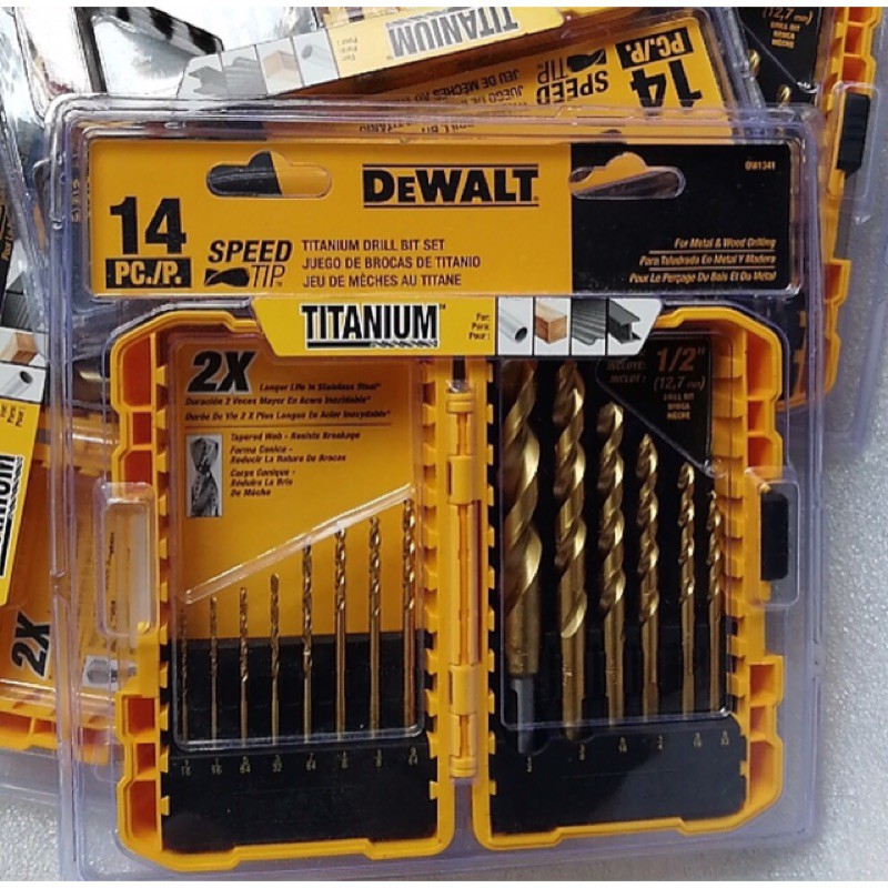 現貨 當天寄出 得偉 鑽頭 DEWALT DW1341 14 件鈦合金速度鑽頭組 | 蝦皮購物