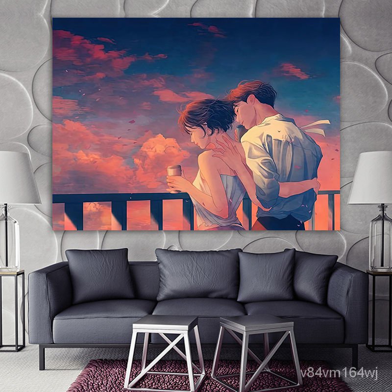 【優選好物】日式情侶背景掛布臥室床頭學生宿舍墻面裝飾網紅拍照背景掛布水jioyh 6ttn | 蝦皮購物