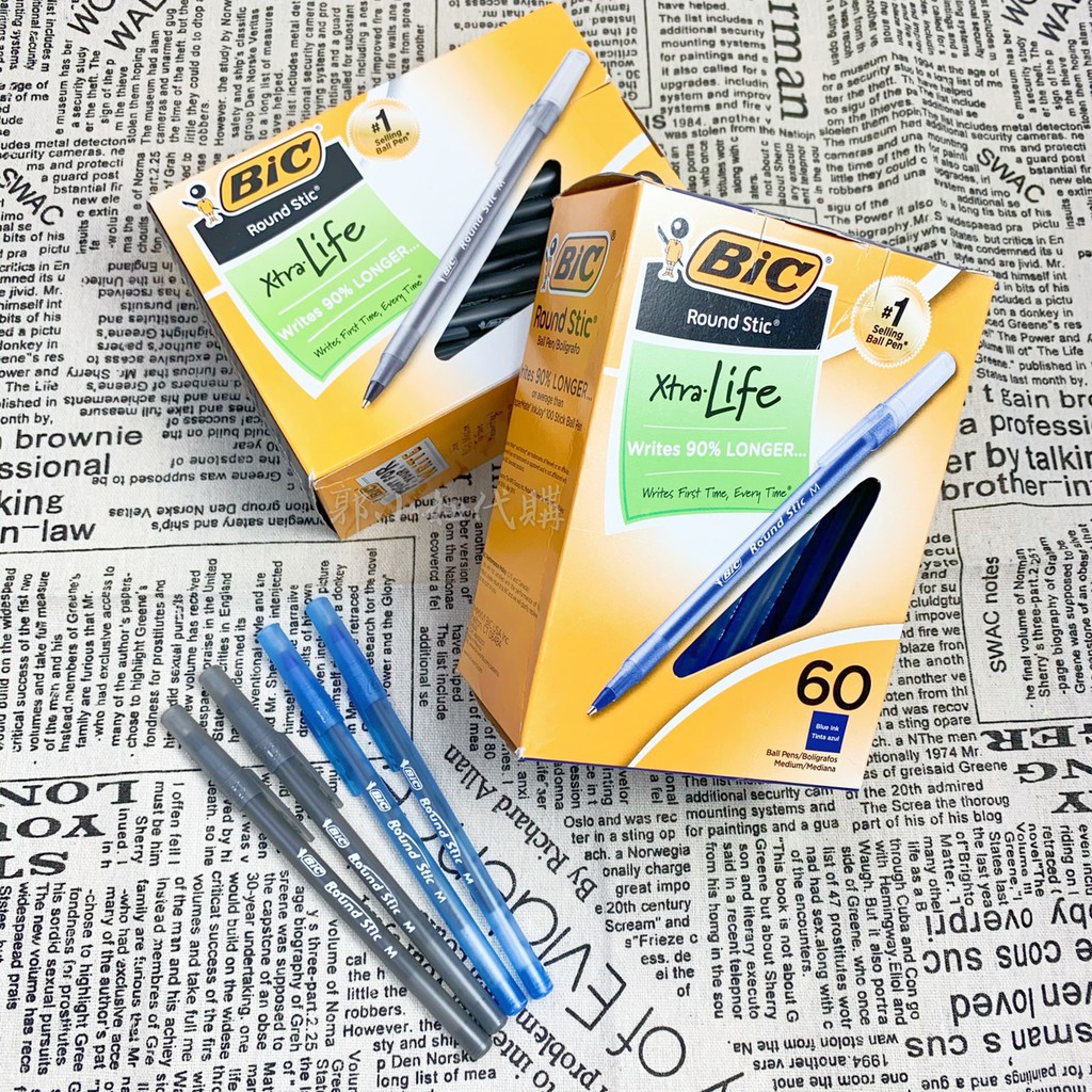 🇺🇸【現貨】Bic Round Stic M Ball Pens 圓珠筆 美國銷售第一冠軍筆 超好寫 黑 藍 紅 原子筆 | 蝦皮購物