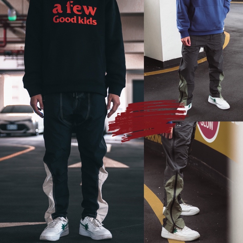 [Conception Select] VIBE 尼龍 拼接 拉鍊褲管 堆積感 機能 長褲 | 蝦皮購物