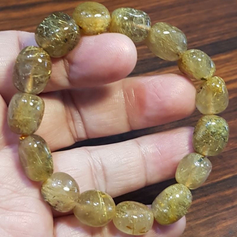 鈦晶 髮晶 手鍊 手環 手珠 板鈦 帶母礦 隨形 YF(AK3102) | 蝦皮購物