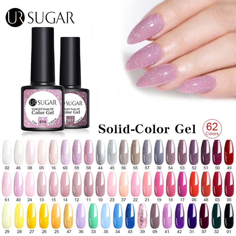 UR SUGAR 7.5ml 彩色甲油膠 光療膠 甲油膠 美甲凝膠 亮片閃粉膠 光療指甲油 封層凝膠 底膠 免洗封層 | 蝦皮購物