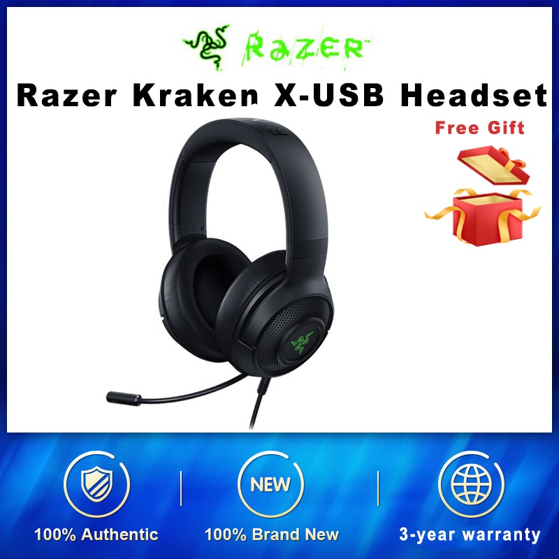 Razer 遊戲耳機耳機 Kraken X-USB 7.1 環繞聲超輕耳機可彎曲心形麥克風定制調諧 | 蝦皮購物