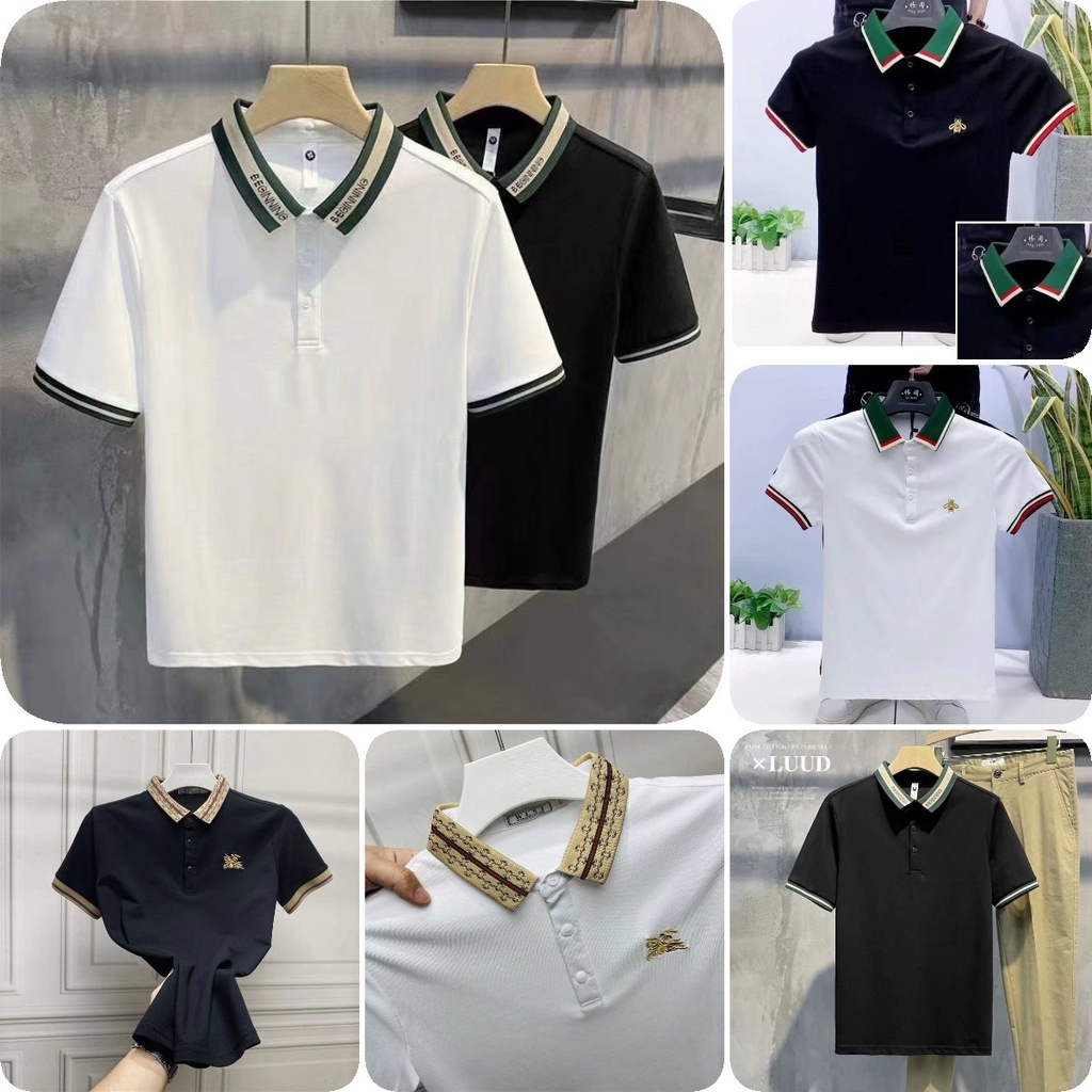 翻領短袖男 POLO衫男士 刺繡短袖上衣男生【M-5XL】夏季短袖t恤男士韓版時尚ins潮牌男生半袖@木吉街風男裝 | 蝦皮購物