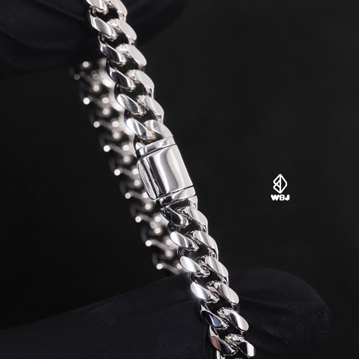 Wbj訂製珠寶 7mm素銀古巴手鍊 925實心純銀 | 蝦皮購物