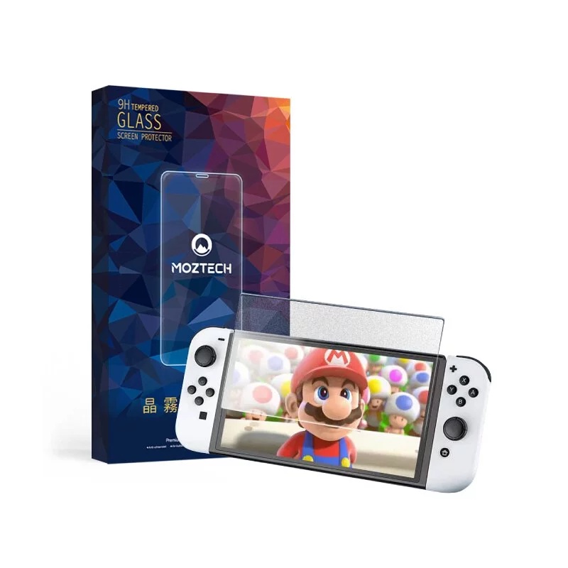【免運】MOZTECH Switch OLED 無色抗藍光 超細霧 晶霧貼 電競 滿版 抗藍光 玻璃保護貼 | 蝦皮購物
