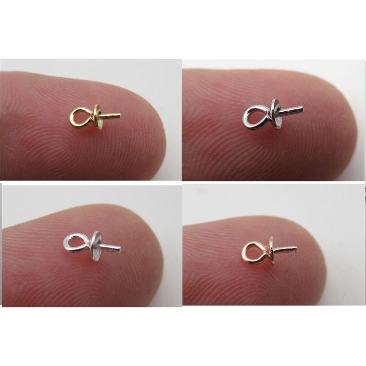 阿姬寶>GA220-S925純銀珍珠3mm吊盤托針簡約托素銀託盤吊盤鍍金空托diy銀飾配件-單個價 | 蝦皮購物