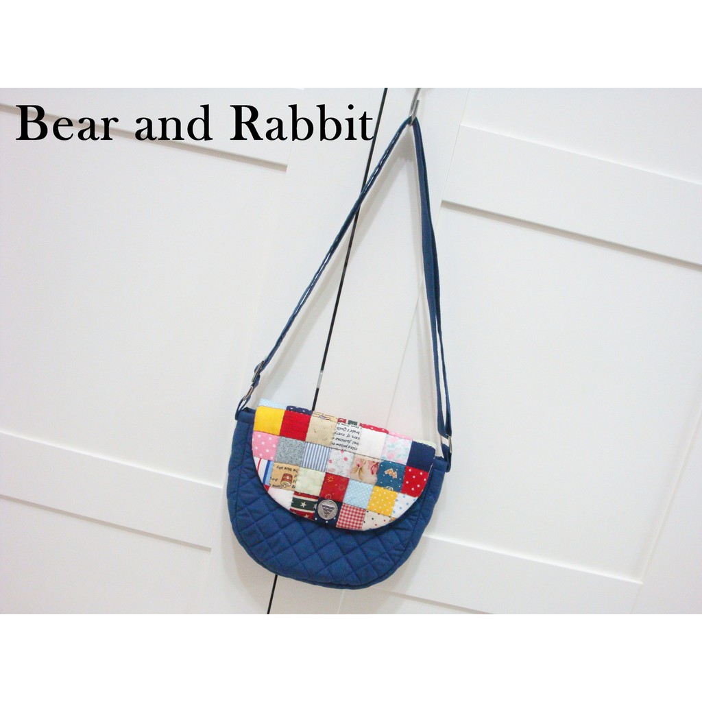sky line/Bear and Rabbit/手作拼布/拼布包 美式鄉村風系列 經典紅藍白配色側背包/斜背包(圓款) | 蝦皮購物