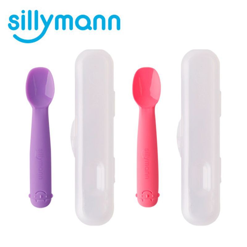 韓國sillymann 100%鉑金矽膠幼童餵食湯匙兩色(4m+)(6m+) | 蝦皮購物