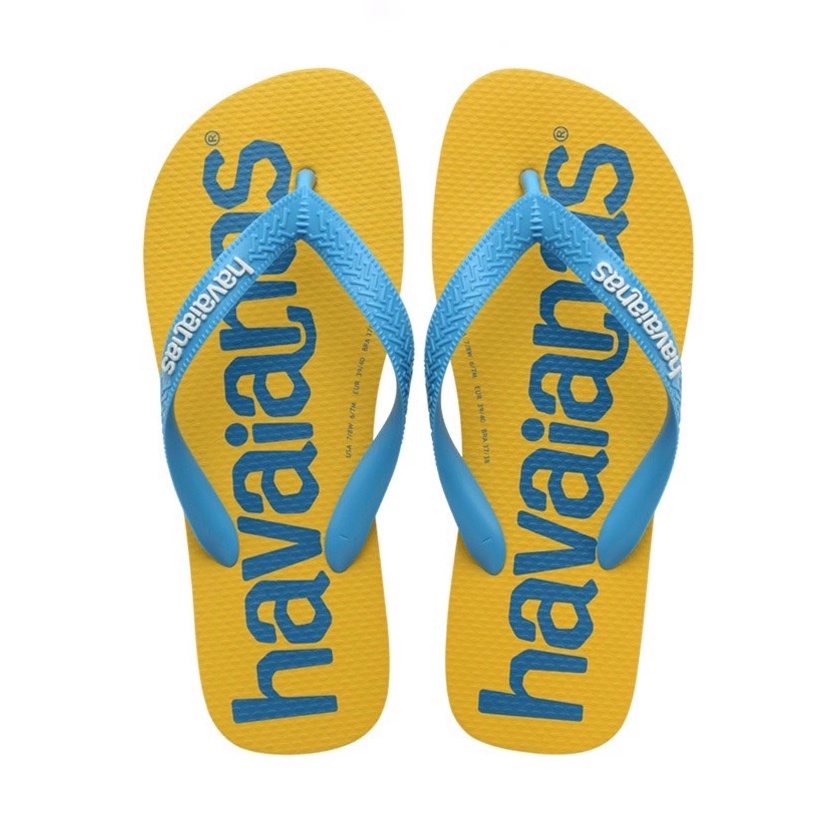 Havaianas Top Logomania 2 哈瓦仕 男女款 黃藍 大LOGO 拖鞋 4145741-0121U | 蝦皮購物