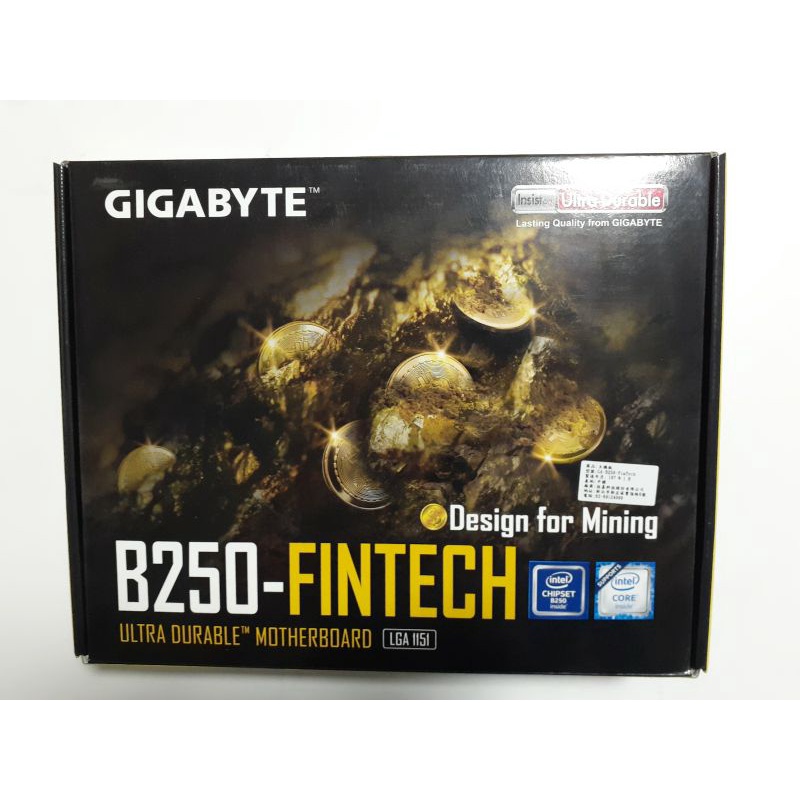 Gigabyte 技嘉 B250 Fintech 12卡 挖礦 主機板 多卡 盒裝完整 送顯卡延長線 | 蝦皮購物