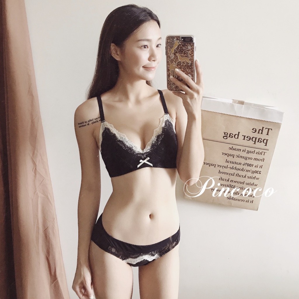Pincoco*【四色選，單件內衣賣場】大推超美蕾絲配色集中款V曲線無鋼圈內衣 SAN054 | 蝦皮購物