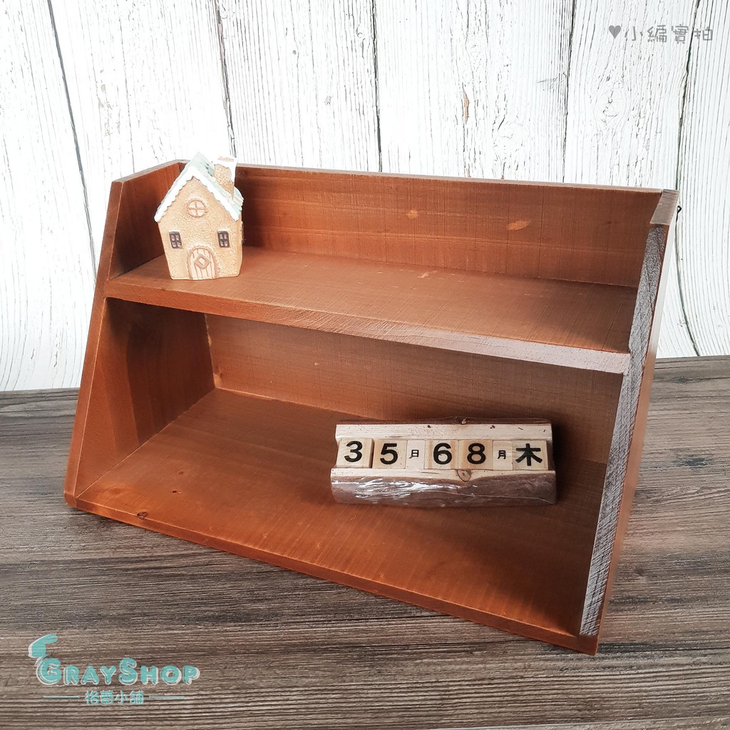 木製雙層收納架 壁掛式 現貨出清《GrayShop格蕾小舖》zakka 復古 桌面整理桌上 牆上掛飾 創意 木質置物 | 蝦皮購物