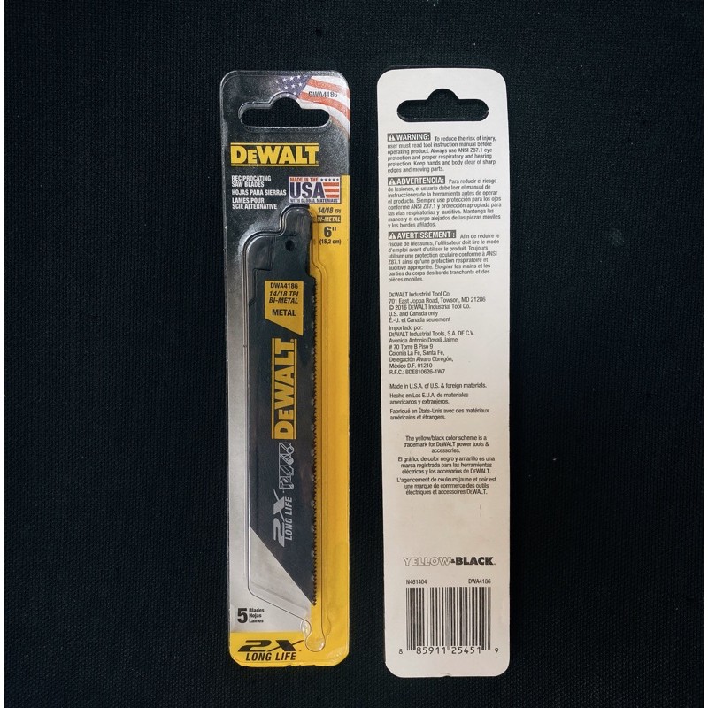 軍刀鋸片｜Dewalt 得偉 6" 2X萬用軍刀鋸片 DWA4186 雙金屬2倍耐用 特殊塗層金屬鋸片 (含稅) | 蝦皮購物