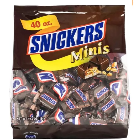 特價 1.13kg/126條 士力架 迷你花生巧克力 9g/條 Snickers Chocolate 牛奶巧克力花生焦糖 | 蝦皮購物