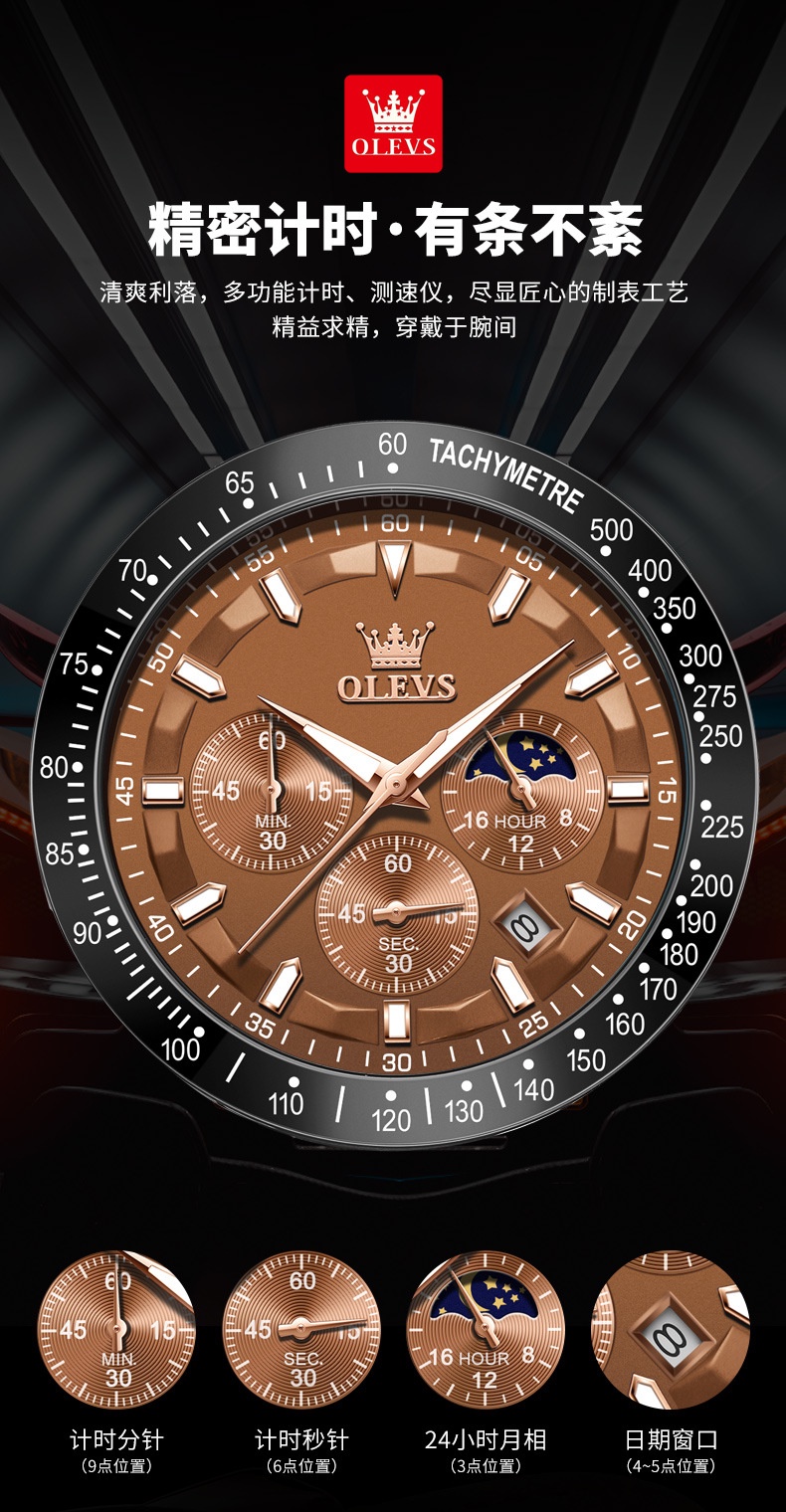 【現貨】 OLEVS（ 9957 ） 商務 休閒 獨特設計 夜光 時尚（2023年最新推出）防水 男士手錶〔免費禮盒〕 | 蝦皮購物