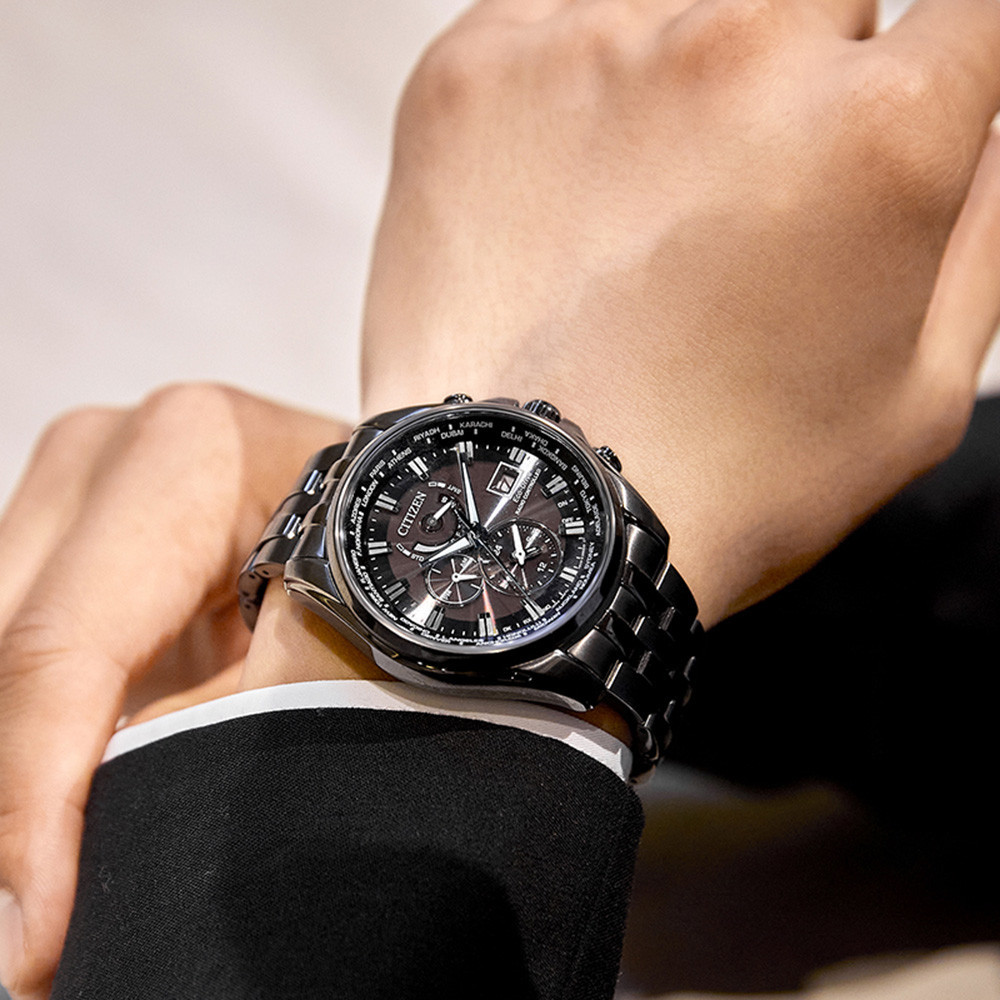 CITIZEN 星辰 GENT'S 光動能萬年曆電波錶 43MM (黑AT9127-80E/銀藍AT9120-89L) | 蝦皮購物