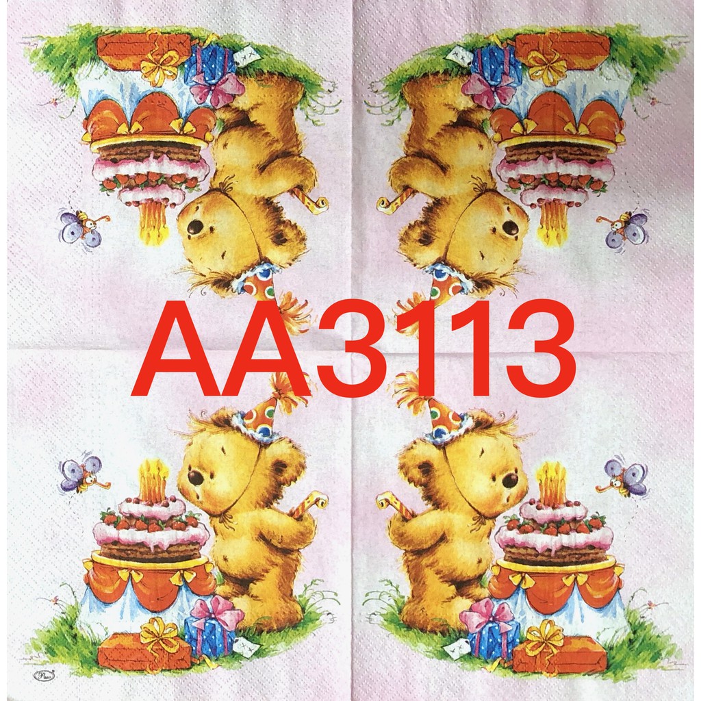 波弟彩繪拼貼/木器彩繪/蝶古巴特餐巾紙/AA3113/可愛泰迪熊 | 蝦皮購物