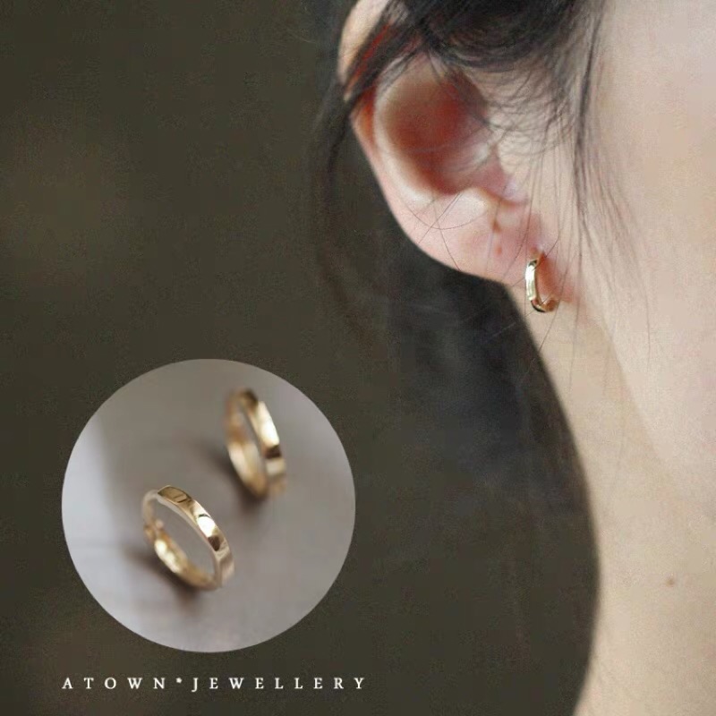 =現貨= ATOWN 輕珠寶 純9K金黃金 光面耳圈耳扣耳環 | 蝦皮購物