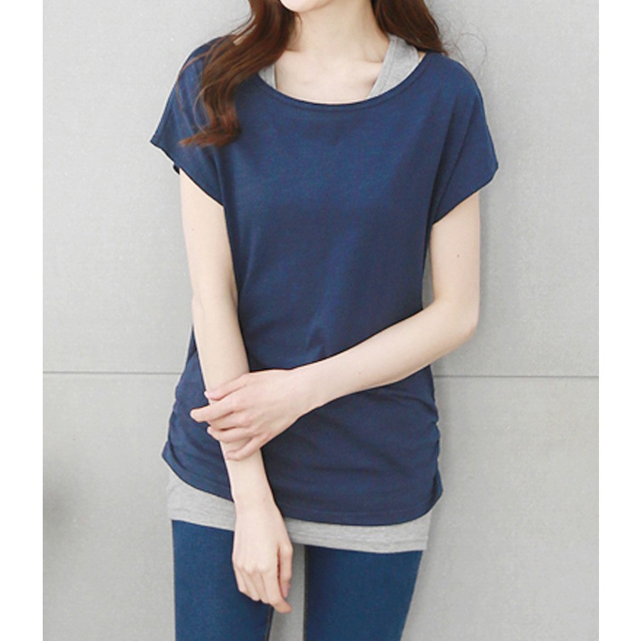 「M~XL。台灣現貨」2色 兩件式 挖背背心+側抓皺連袖上衣 (C1163) | 蝦皮購物