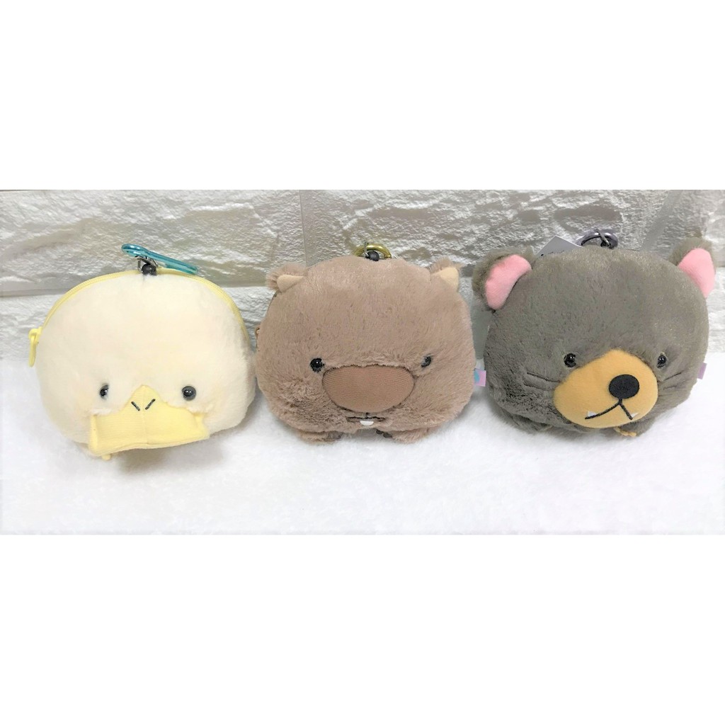 佩佩部屋 】Sunlemon 日本正版 wombat 袋熊家族 袋熊 鴨嘴獸 袋獾 扣環 伸縮 零錢包 錢包 小物包 | 蝦皮購物