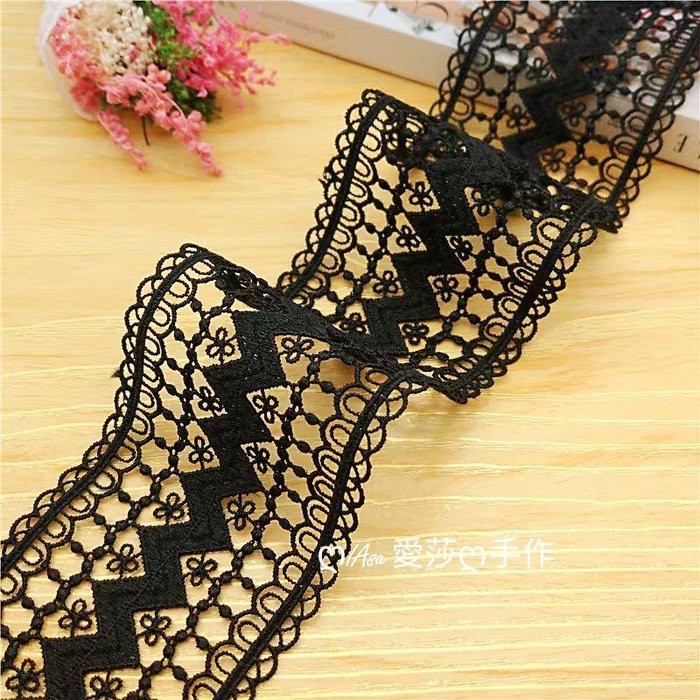 《iAsa愛莎の》手作材料 優質黑色白色滌綸線水溶刺繡DIY宮廷蕾絲高定服裝設計花邊輔料寬6cm | 蝦皮購物