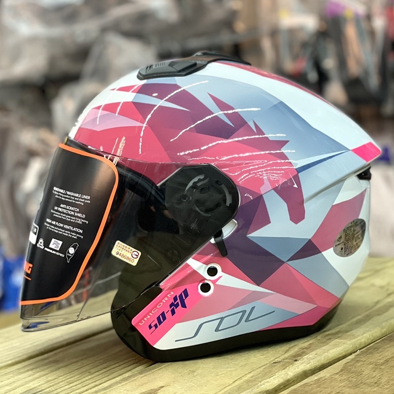 🛵大葉騎士部品 贈送頭套 免運 現貨 SOL SO-XP 獨角獸 白粉 粉 SOXP 內墨鏡 半罩 安全帽 DOT 雙D | 蝦皮購物
