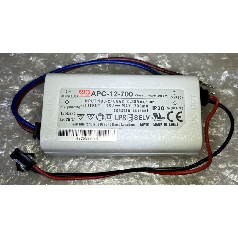 簡便宜 全新 明緯 12W 單組輸出 LED 光源電源 (APC-12-700) | 蝦皮購物