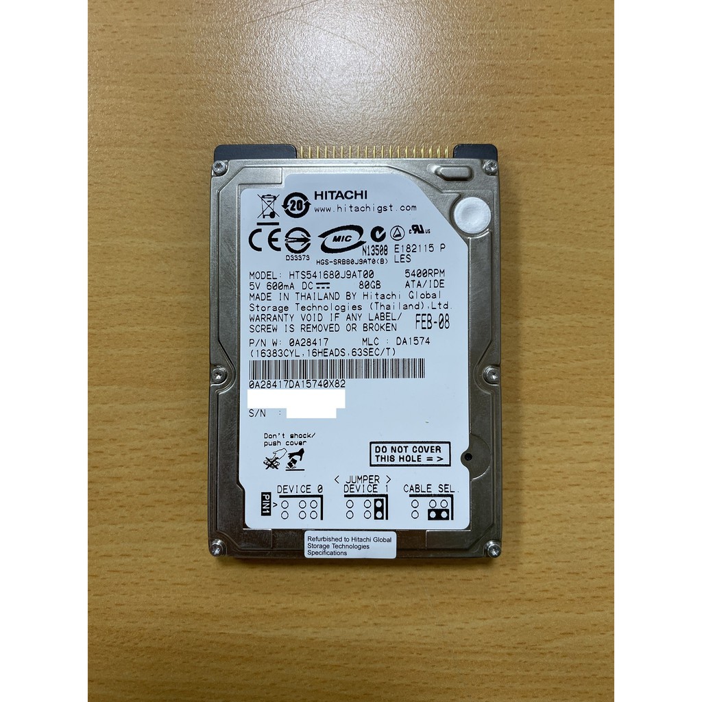 HITACHI HTS541680J9AT00 80GB(保固外 無壞軌) | 蝦皮購物