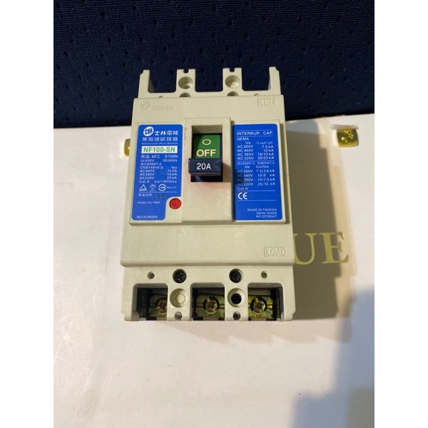 士林電機 無熔線斷路器 NF100-SN 3P（20A) | 蝦皮購物