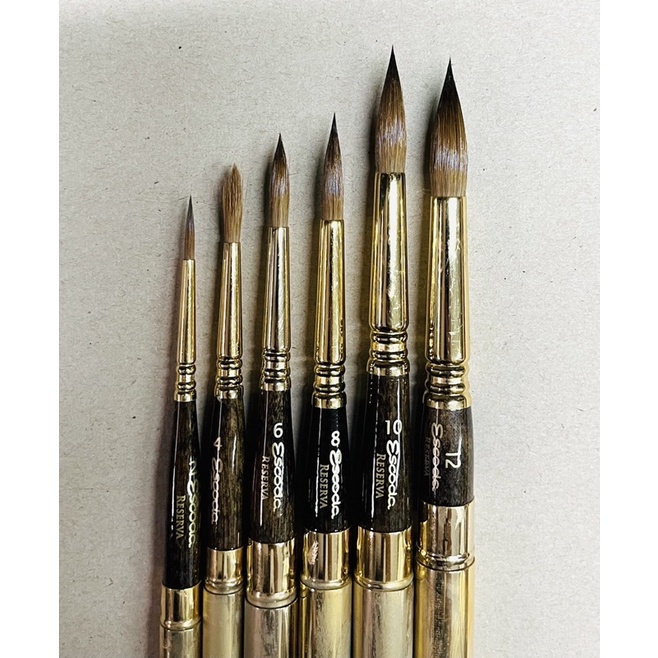 好物出清 筆桿刮傷 好物不等人 ESCODA RESERVA 1214 西班牙筆皇 柯林斯基雄性黑貂毛 貂毛水彩筆 金色 | 蝦皮購物
