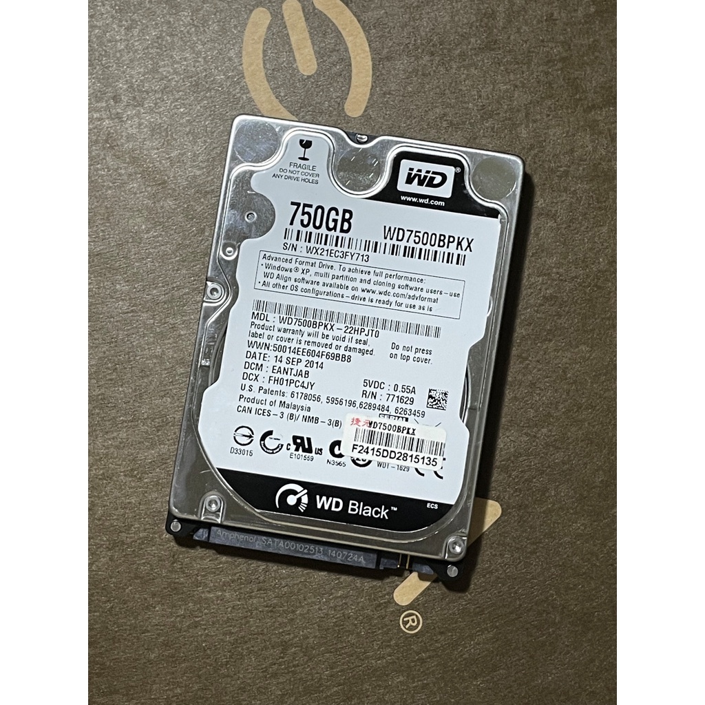 WD 威騰 黑標 WD7500BPKX 750GB 750G 2.5吋 SATA3 7200轉 16M 筆電 NB 硬碟 | 蝦皮購物