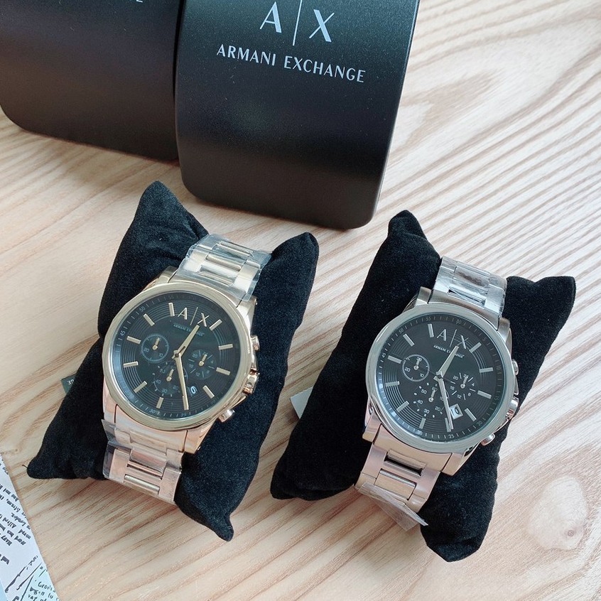【Ayllon】Armani Exchange AX 鋼錶帶 金框 銀框 三眼 AX2084 AX2095 錶 手錶 | 蝦皮購物
