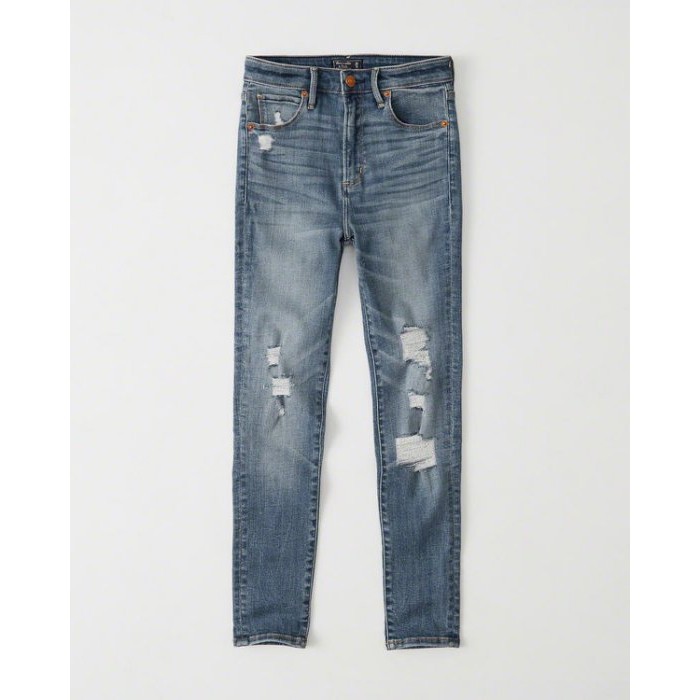 Maple麋鹿小舖 Abercrombie&Fitch ＊ AF 藍色破損風牛仔褲＊( 現貨27S號 ) | 蝦皮購物