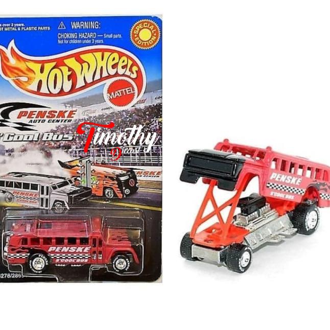 Hotwheels Scool Bus Red Penske 開放式橡膠輪胎 DLY BM 最新 | 蝦皮購物