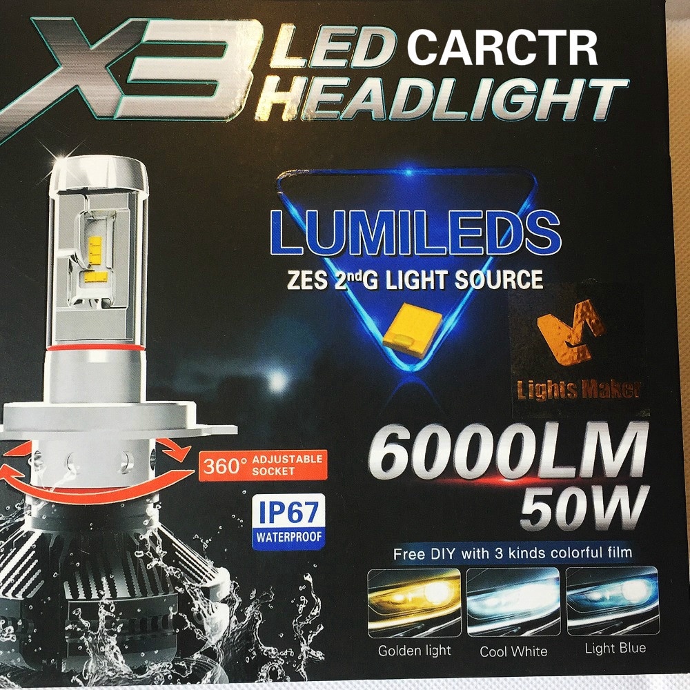 X3 LED大燈 ZES 車燈 LED 50w 6000lm H1 H3 led 大燈 頭燈 燈泡 霧燈H4 H7H11 | 蝦皮購物