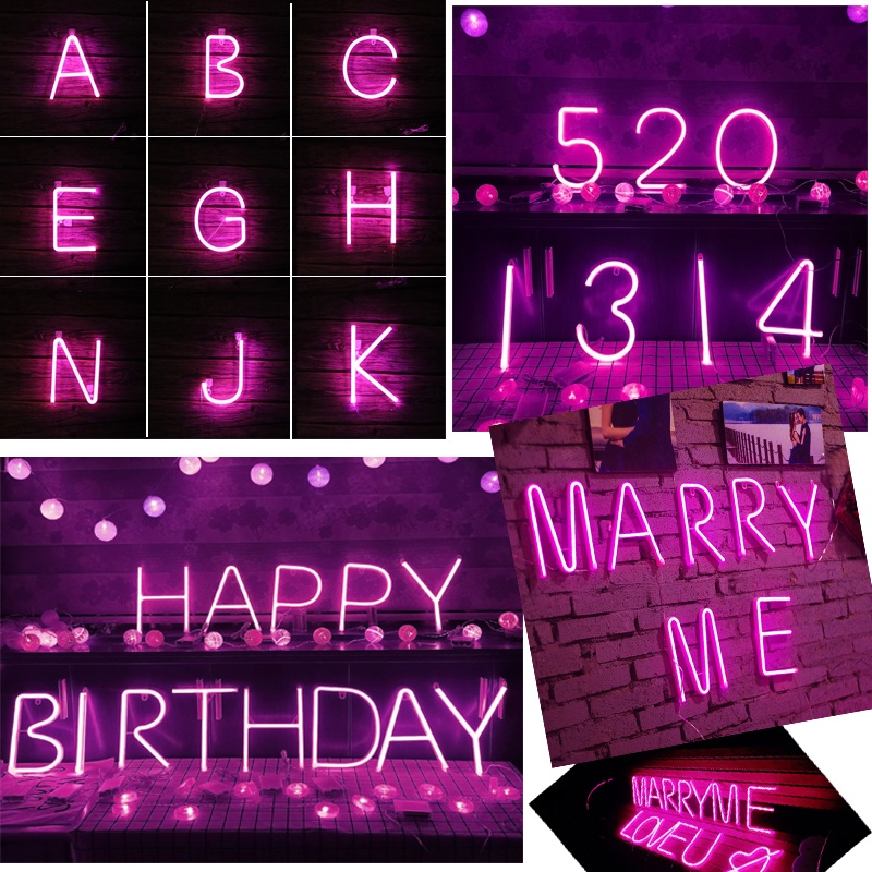 【UNOLUX】26個字母節日裝飾霓虹燈 Led 生日禮物燈霓虹夜燈字母燈用於房間裝飾牆壁裝飾 | 蝦皮購物