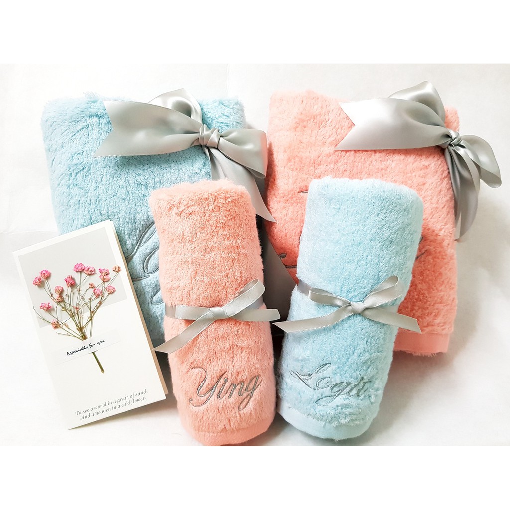 BABIYO 台灣現貨+預購 客製化繡字預購 棉花糖日式無捻紗純棉毛巾 浴巾 生日禮物 交換禮物 | 蝦皮購物