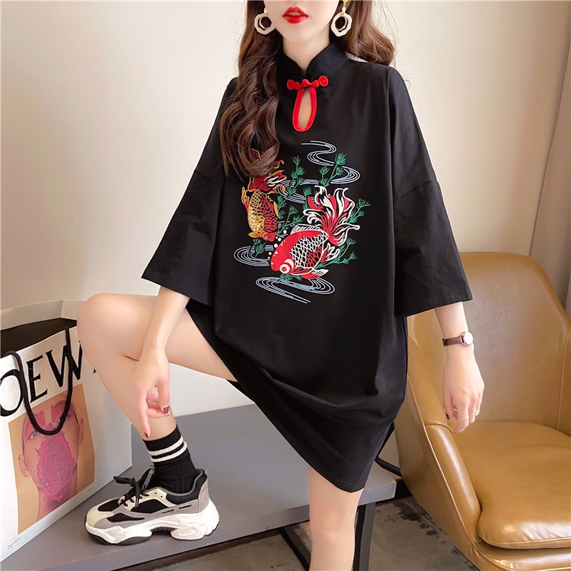 現貨-女T恤女 夏 國潮 流設計感 改良旗袍 氣質OMwi | 蝦皮購物